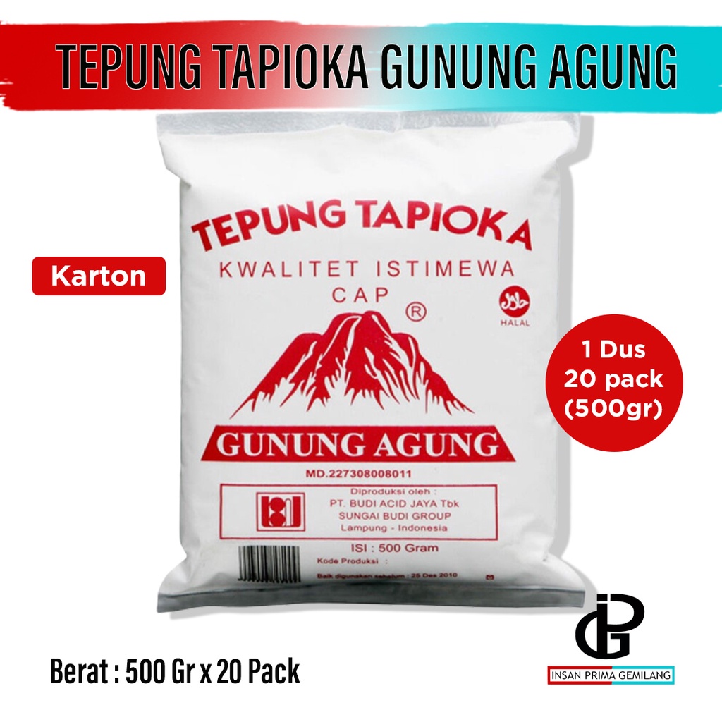 Jual Tepung Sagu Tapioka Cap Gunung Agung 500 gr x 20 pack ( 1 Dus 10 ...