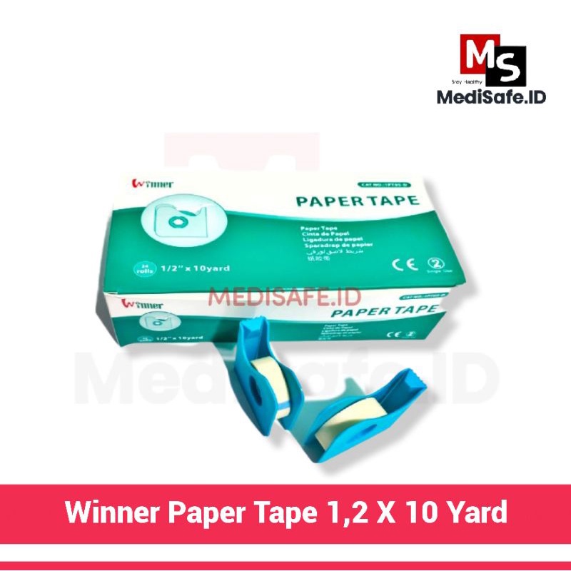 Jual Winner Paper Tape 1,2 x 10 Yard + Dispenser Plester Kertas Medical ...