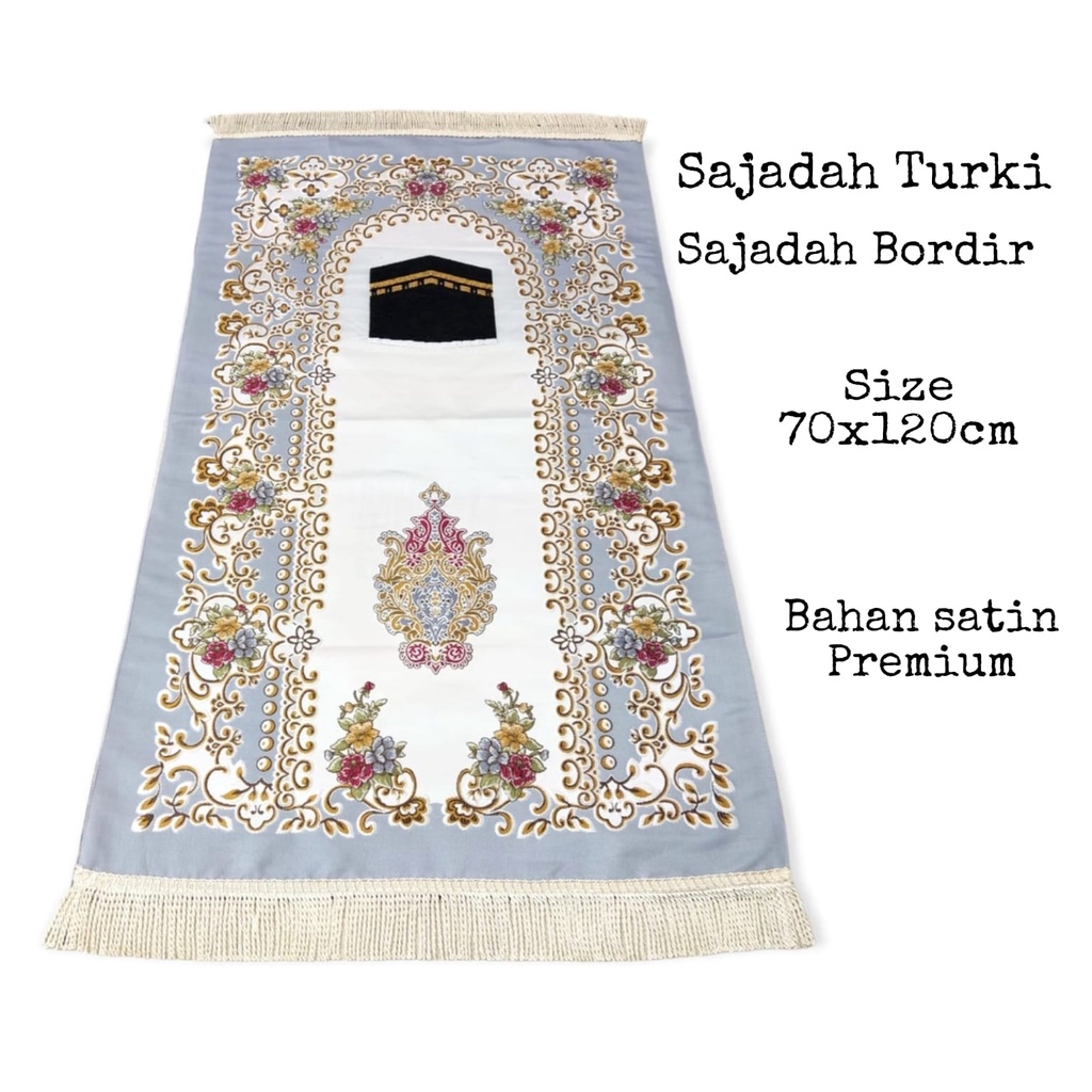 Jual Sajadah Turki Sajadah Bordir Bahan Premium Silk Satin Motif Kabah ...
