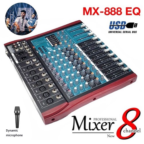 Jual MIXER Audio MX-888 EQ 8 Channel DJ Sound Mixing Effect Amplifier ...