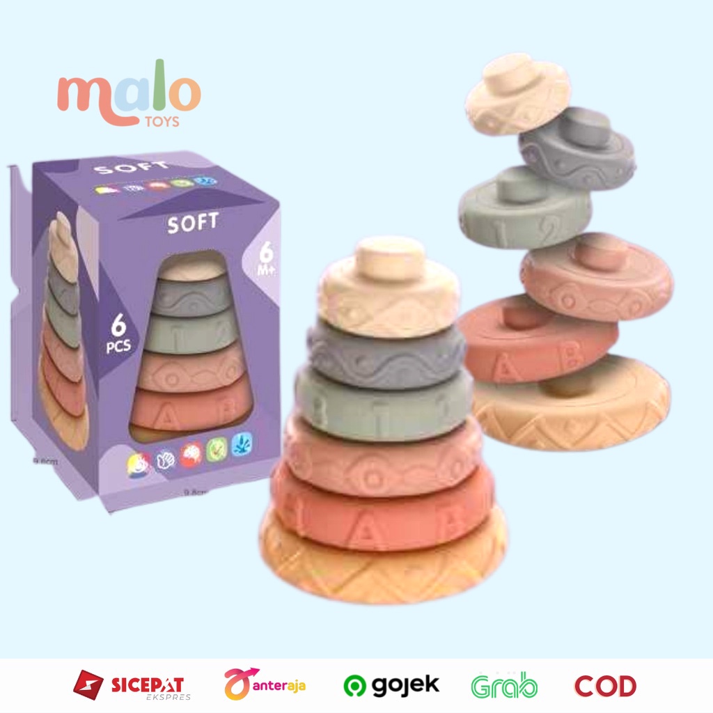 Jual MALOTOYS - Stacking Tower Soft Toys Ring Donat Baby Mainan Edukasi ...
