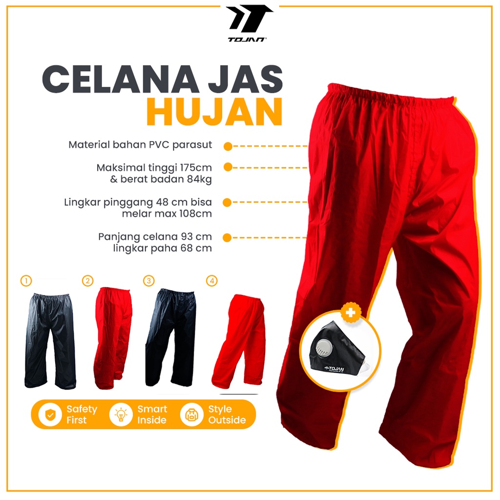 Jual Celana Jas Hujan Saja Mantel Ujan Tojan Pria Wanita Dewasa Free ...