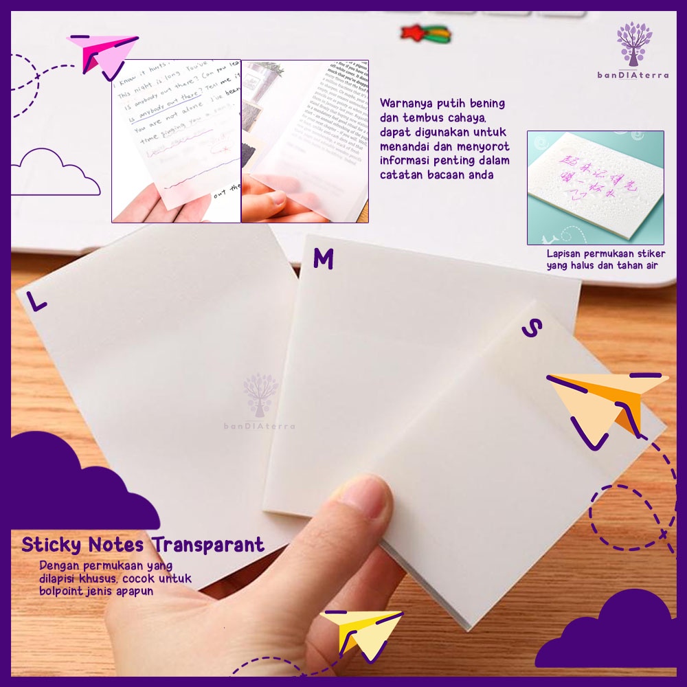 Jual Bandiaterra 0647 Sticky Notes Transparan 50 lembar / Transparent ...