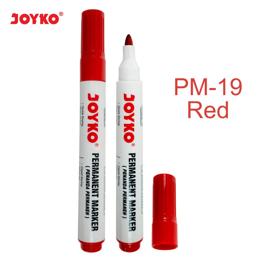 Jual Permanent Marker / Spidol Permanen Papan Tulis Merah Joyko PM-19 ...