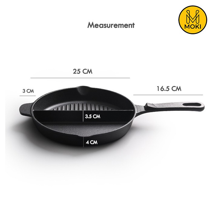 Jual MOKI 100% Pure Cast Iron Divided Grill Fry Pan/ Panci Panggang 2 ...
