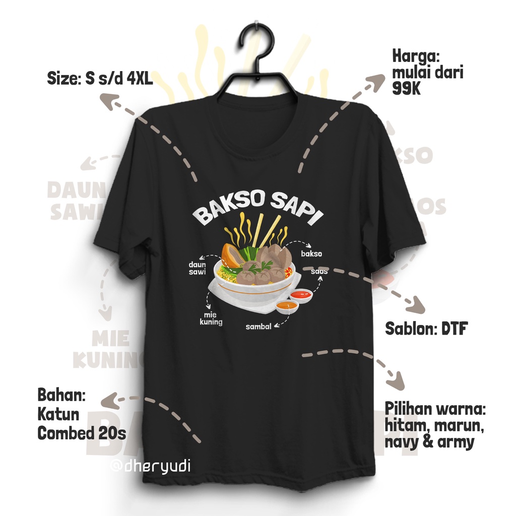 Jual Kaos Pria Wanita Pencinta Bakso Sapi - Regular & Big Size | Shopee ...