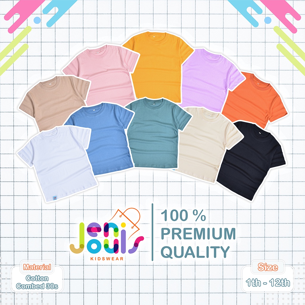 Jual Jeni & Louis -Kaos Polos Anak | Baju Polos Anak Laki laki Perempuan Combed 30s Usia 1-12 ...