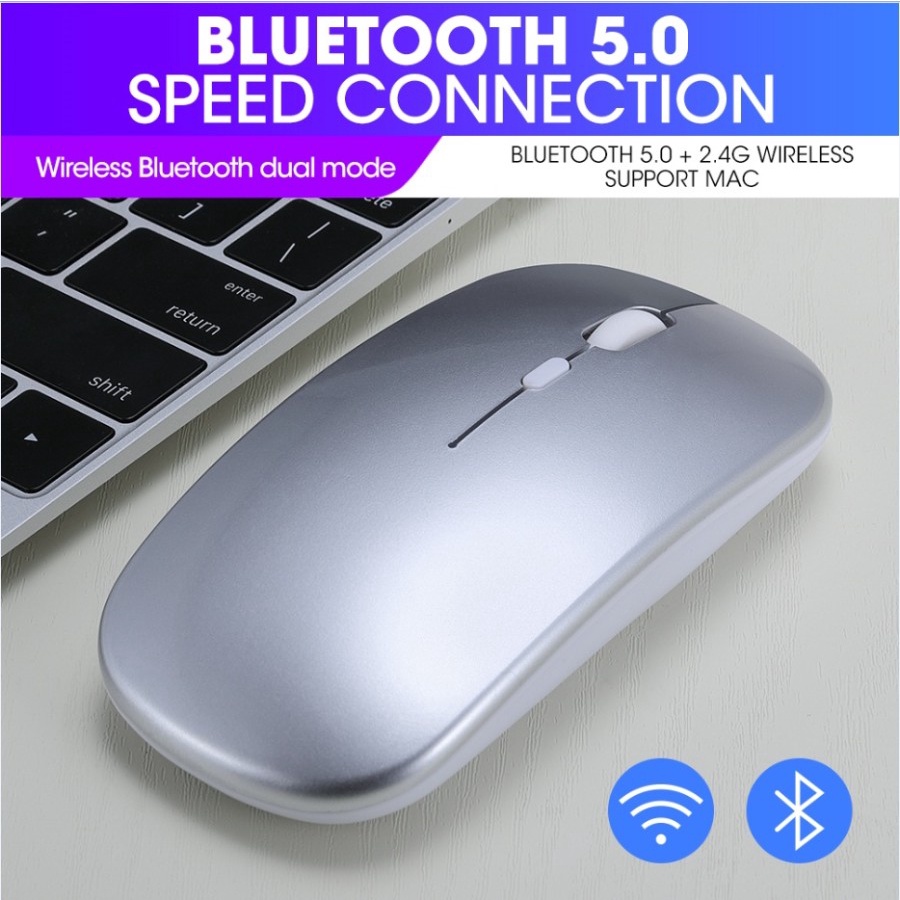 Jual MOUSE WIRELESS AP PLE DUAL MODE RECHARGEABLE SILENT KLIK | Shopee ...