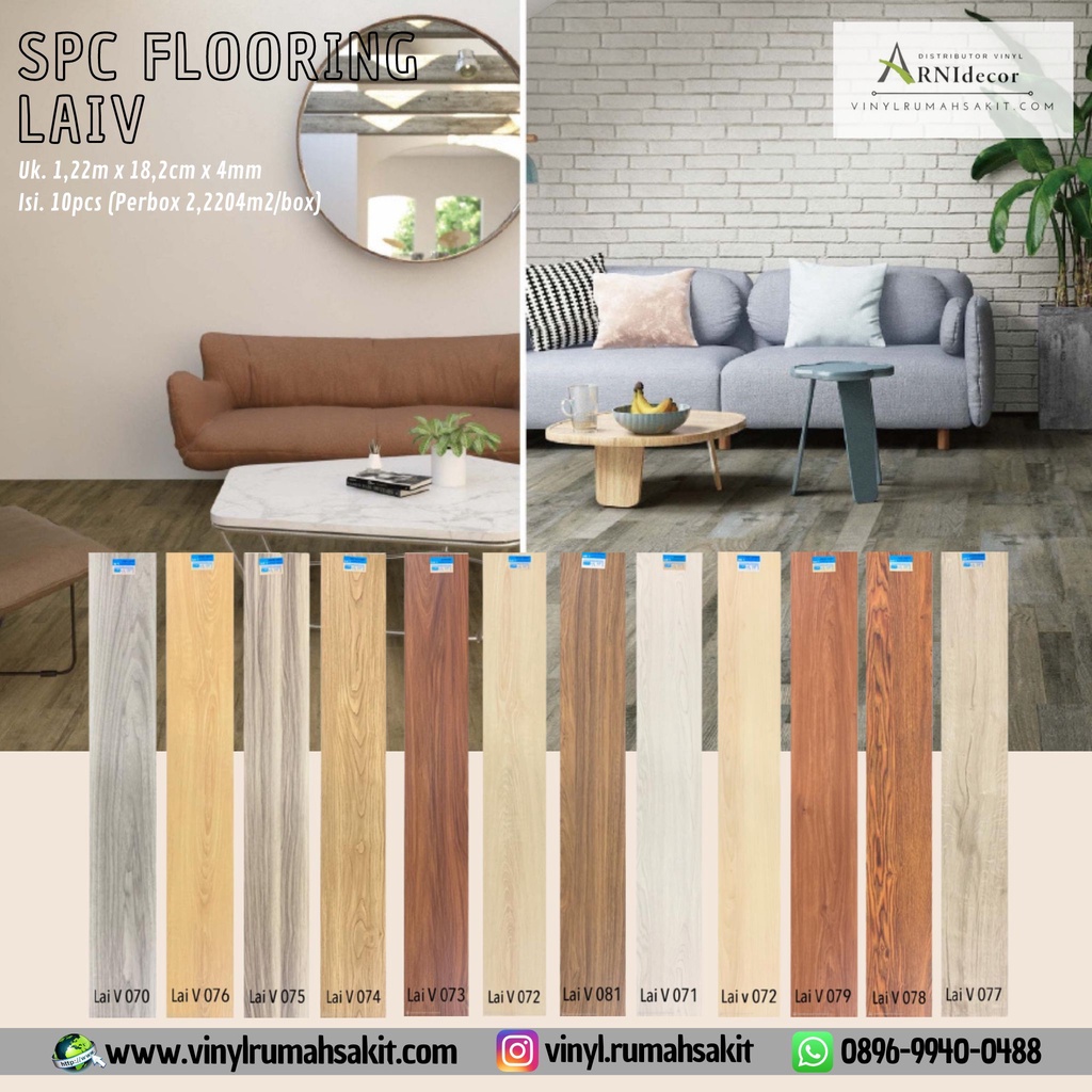 Jual Jual LAI-V SPC Lantai Vinyl Klik (4mm) - Sistem CLICK Tahan Air-Rayap | Shopee Indonesia