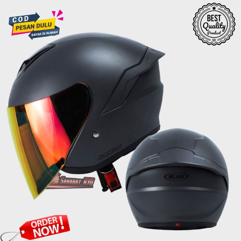 Jual HELM RSIX HELM POLOS SOLID DEWASA SNI SERIES VISOR FLAT BLUE ...