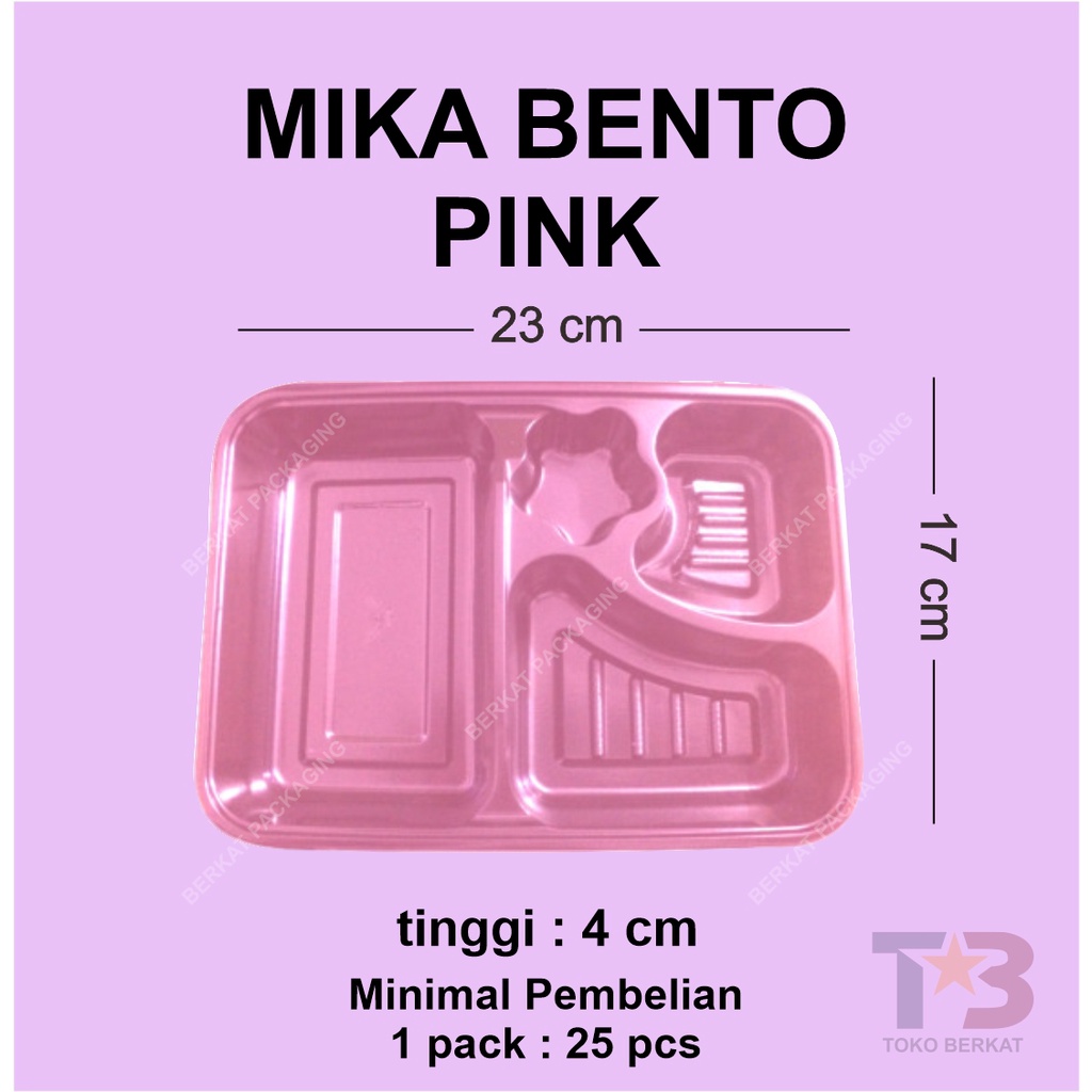 Jual Mika Bento 4 Sekat ISI 25bj Warna Pink / Box Bento/ Mika Lunch Box ...