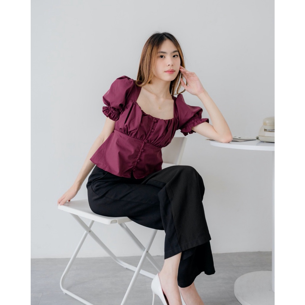 Jual Katarina Daily - Nadine top | korean poplin top | Shopee Indonesia
