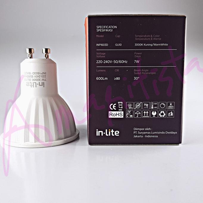 Jual LED COB GU10 INLITE 7watt Putih Daylight 6500K 650lm 220V Dimmable ...