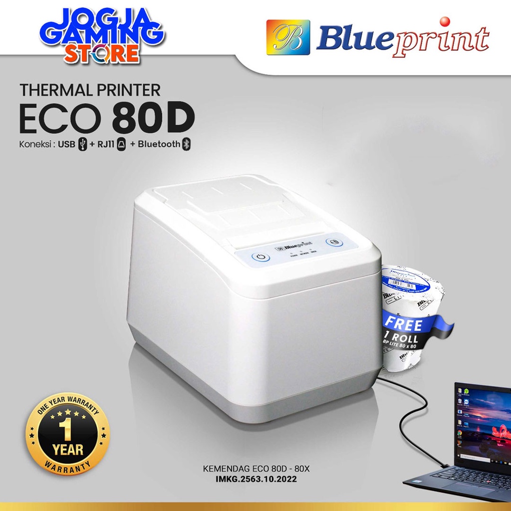 Jual PRINTER THERMAL DESKTOP 80 mm BLUEPRINT ECO80D ECO 80D USB ...