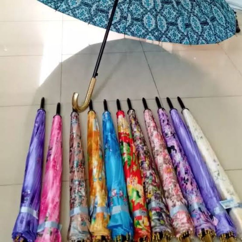 Jual Payung 16 Jari Satin Saten Besar Standar Motif Bunga Kembang Kuat ...