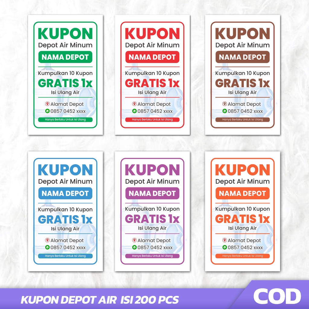 Jual Isi 200 PCS Kupon Depot Air Minum Isi Ulang / Kupon Air Galon ...