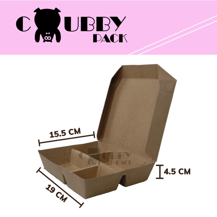 Jual [Lunch Box Set] Paper Lunch Box Sekat 4 - Food Grade Paper / Kotak ...