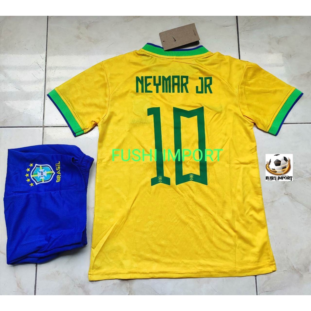 Jual Jersey Baju Bola Anak Brasil Home Kids World Cup Piala Dunia 2022 Fullset Satu Set Grade ...