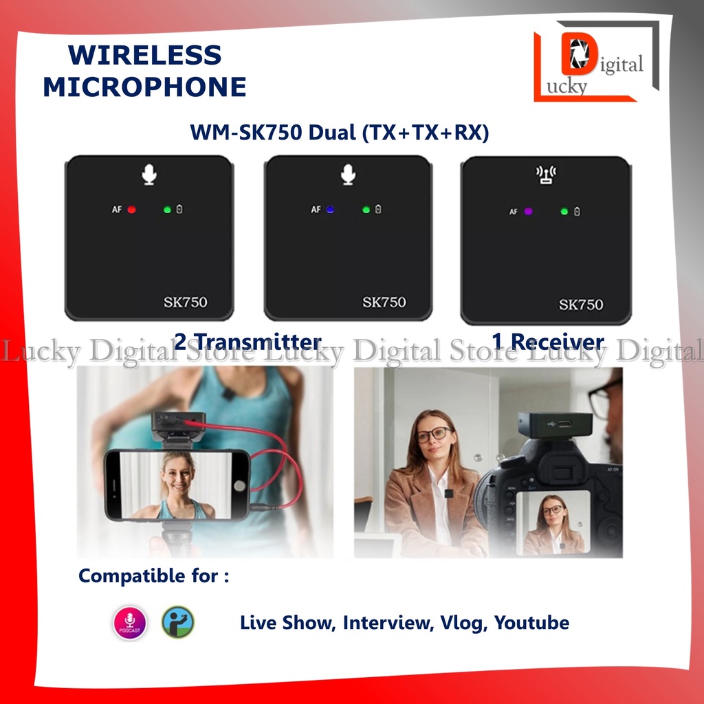 Jual Wireless Microphone / Mic Live Stream & Vlog for Smartphone Hp ...