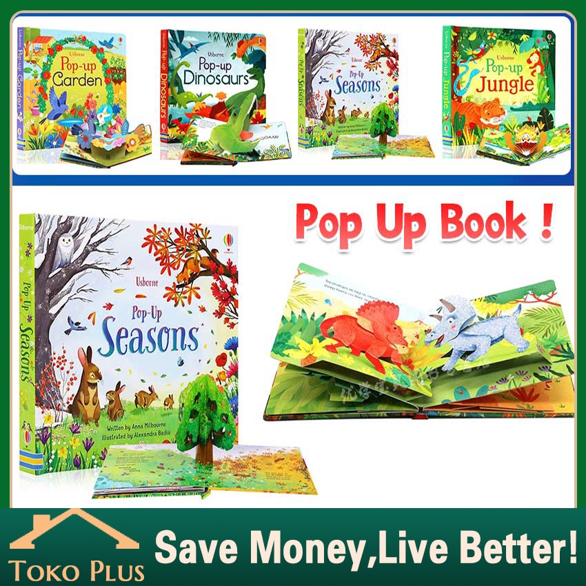Jual BUKU POP UP BOOK Anak Jungle/Garden/Dinosaurs/Seasons Buku Push Pull Slide Buku USBORNE POP ...