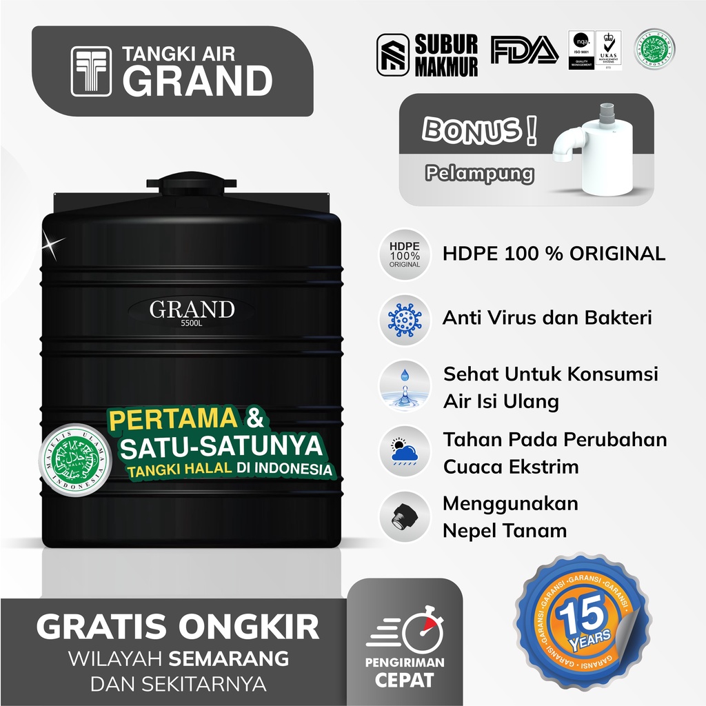Jual TANGKI HALAL TANDON TOREN AIR GRAND 5500 LITER TEDMOND KUAT TAHAN ...