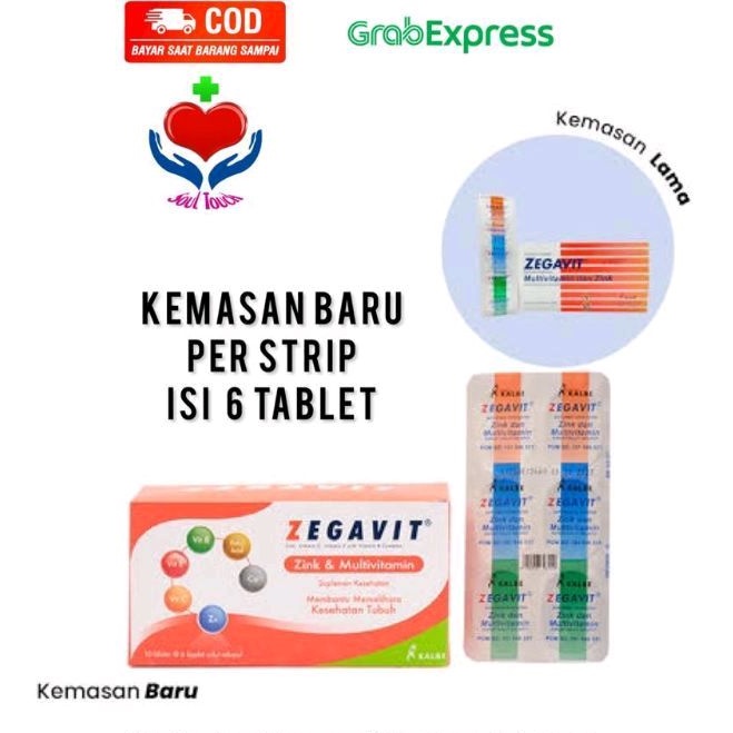 Jual Zegavit Multivitamin & Zinc ORIGINAL Per Strip isi 6 Kaplet ...