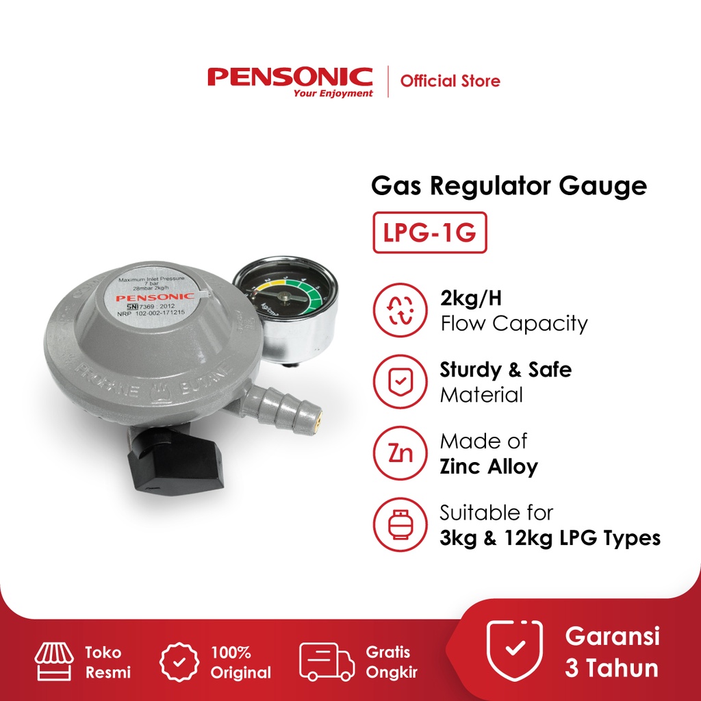 Jual PENSONIC Gas Regulator LPG-1G – Pakai Meter Grade A Anti Bocor ...