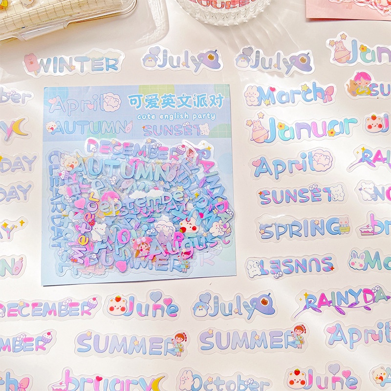 Jual (40 PCS)STICKER DESAIN DEKORASI ALPHABET TULISAN/ ZODIAK/BULAN ...