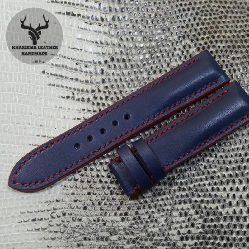 Jual tali jam tangan kulit navy/ strap jam tangan kulit original/strap ...