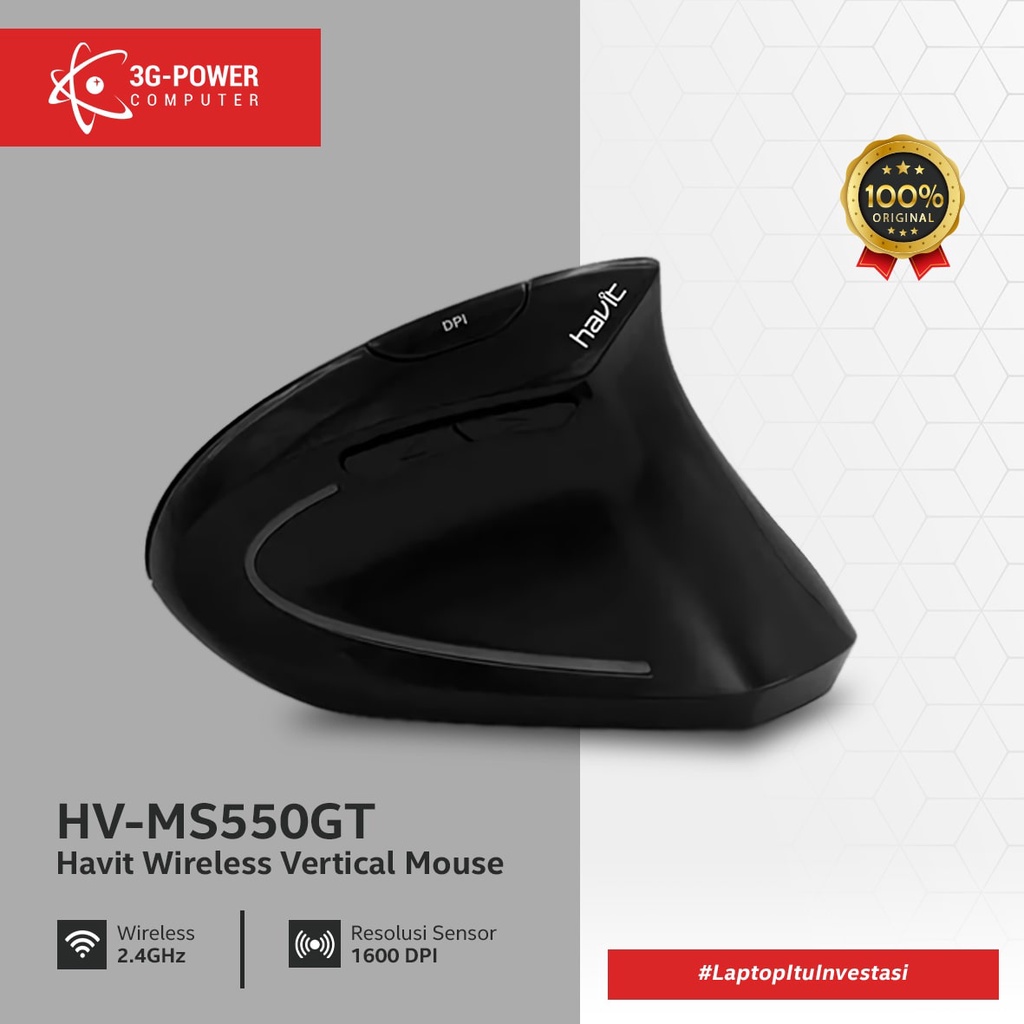 Jual HAVIT HV MS550GT Wireless Vertical Mouse with Ergonomic Design | Shopee Indonesia