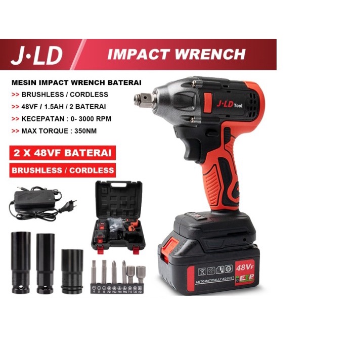 Jual JLD CORDLESS IMPACT WRENCH BRUSHLESS MESIN BOR JV88 48V UNTUK BAUT ...