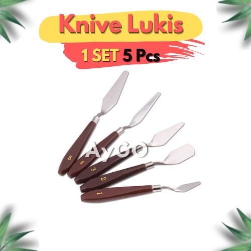 Jual 5pcs/set Knives Lukis Palet Scrapper Spatula for Sculpturing ...