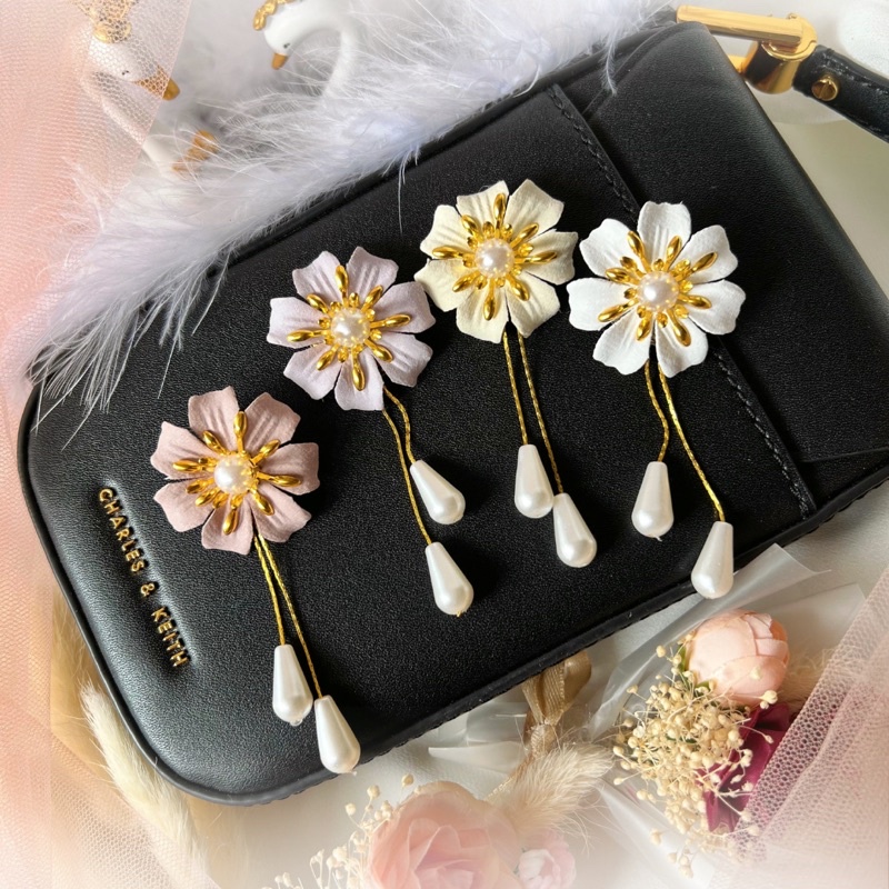 Jual 15 Warna Bros Bunga Korea Cantik Minimalis Dengan 2 Tetes Mutiara ...
