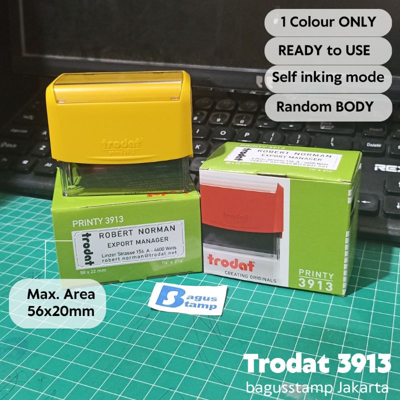 Jual Stempel Warna Otomatis Custom Nama dan Logo Trodat Printy 3911 3912 3913 | Shopee Indonesia