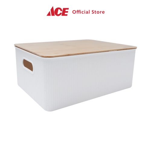 Jual Ace Stora 16 ltr Kotak Penyimpanan Dengan Tutup Bambu - Putih ...
