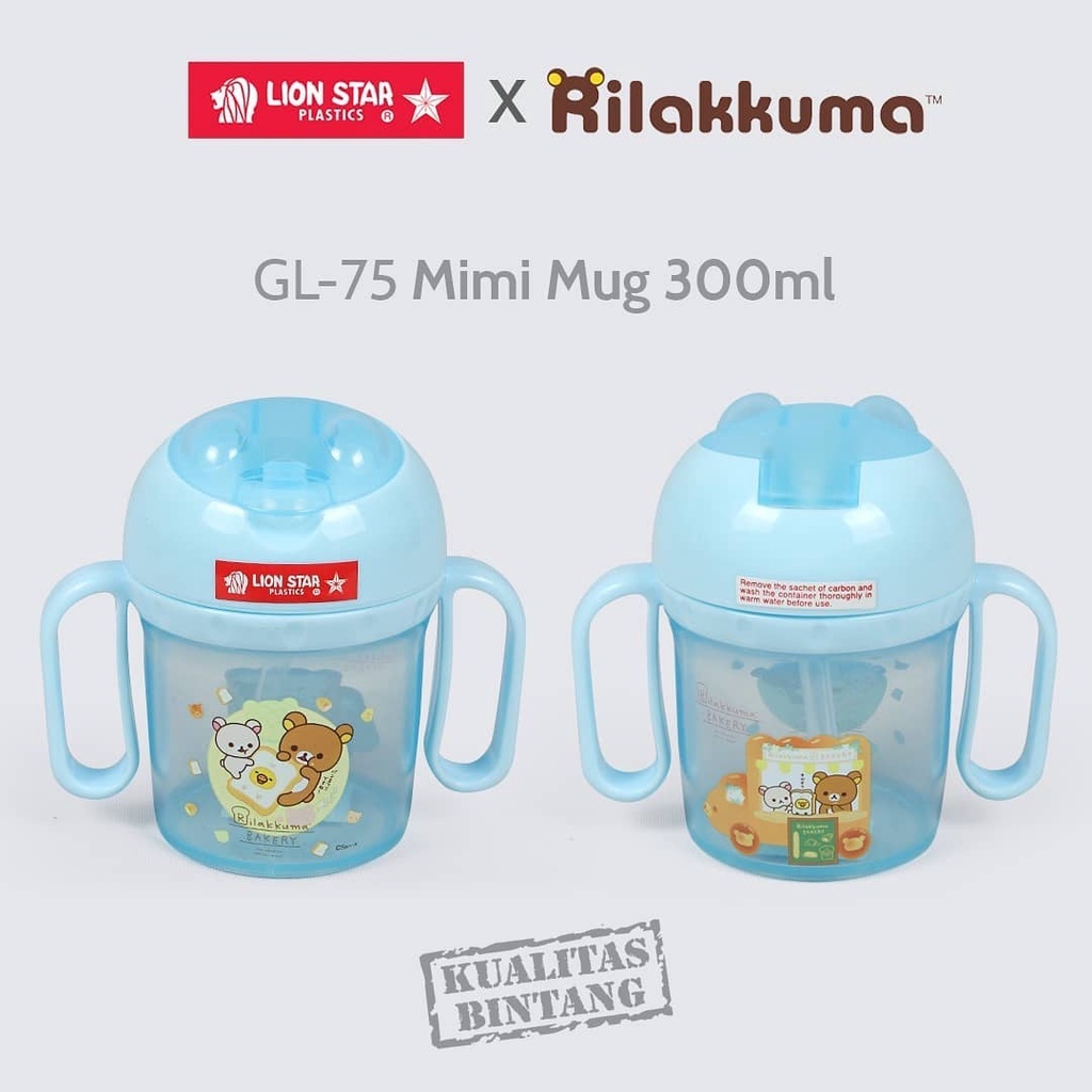 Jual Botol Minum anak gelas anak mug anak sedotan 300 ml Lion Star mimi ...