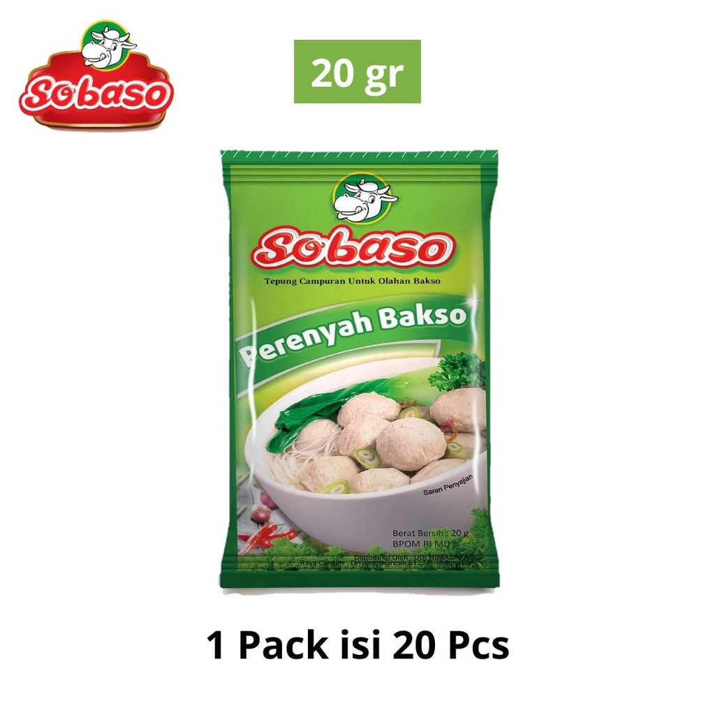 Jual 1 Pack Tepung Perenyah Bakso SOBASO 20gr (isi 20 pcs) | Shopee ...