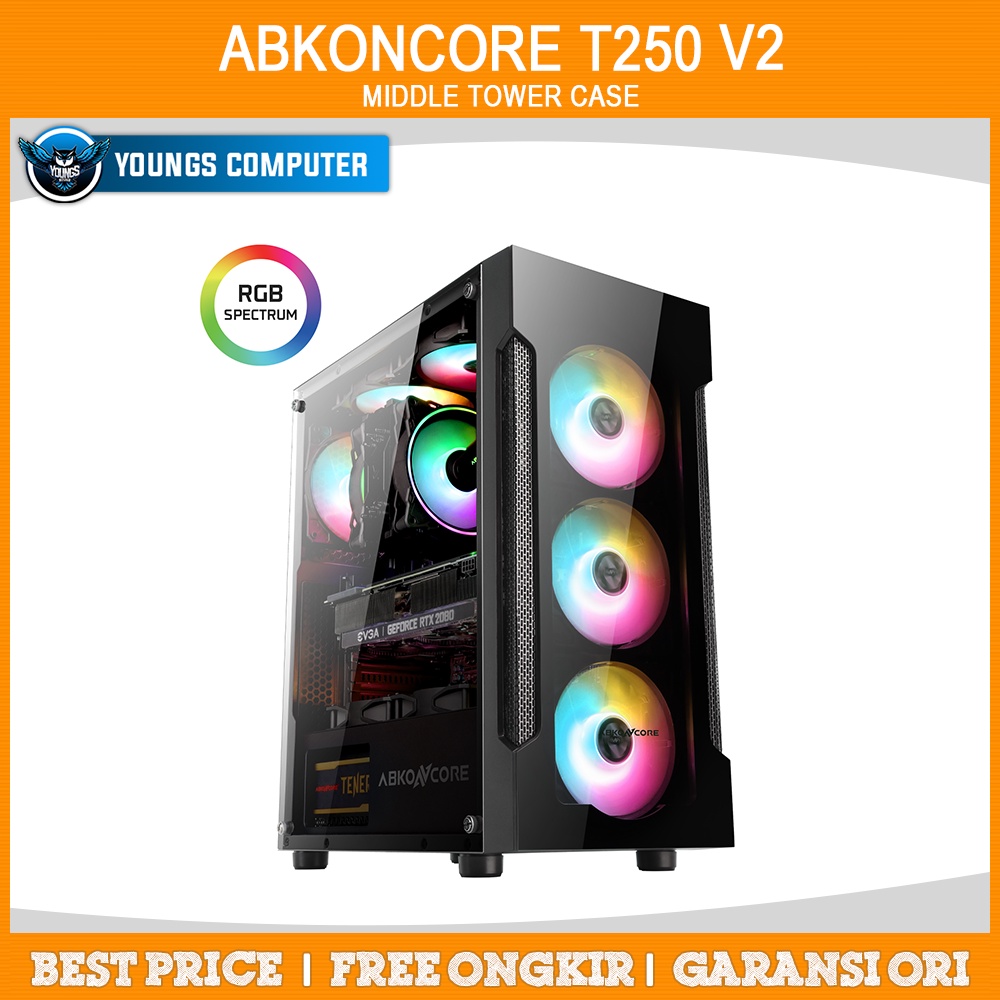 Jual Gaming Case ABKONCORE T250 V2 - Spectrum RGB ATX Casing PC Abko | Shopee Indonesia