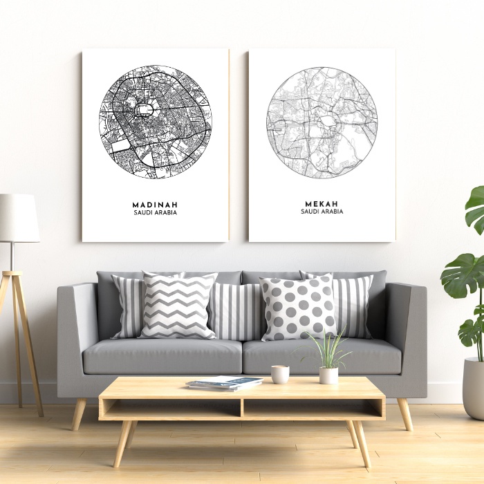 Jual Hiasan DInding City Map Poster dekorasi kota minimalis art poster ...