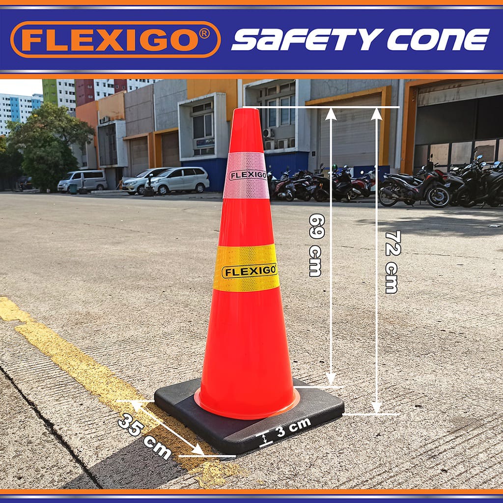 Jual Safety Traffic Cone 70 cm Kerucut Lalu Lintas 2.4 Kg PVC Rubber ...