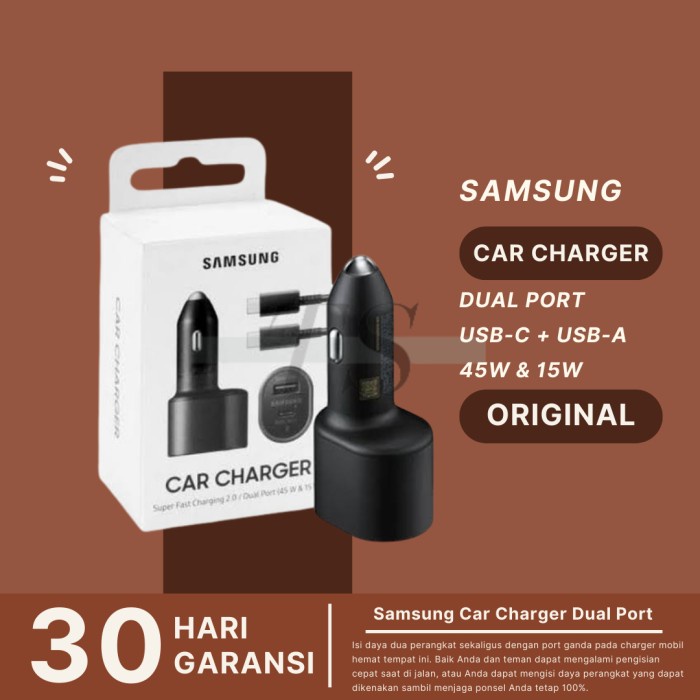 Jual Samsung Car Charger Dual Port Super Fast Charging 45W + 15W ...