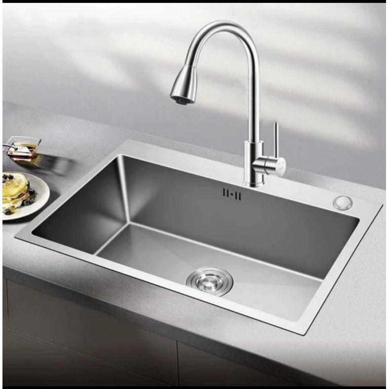 Jual Kitchen Sink ONAN 7050 Stainless 1 Lubang Besar | Shopee Indonesia
