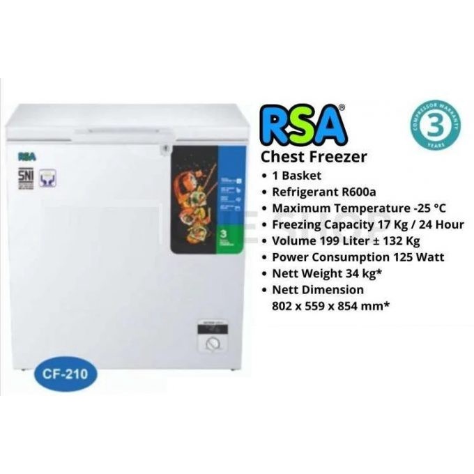 Jual RSA CF210 CHEST FREEZER 210 LITER | Shopee Indonesia