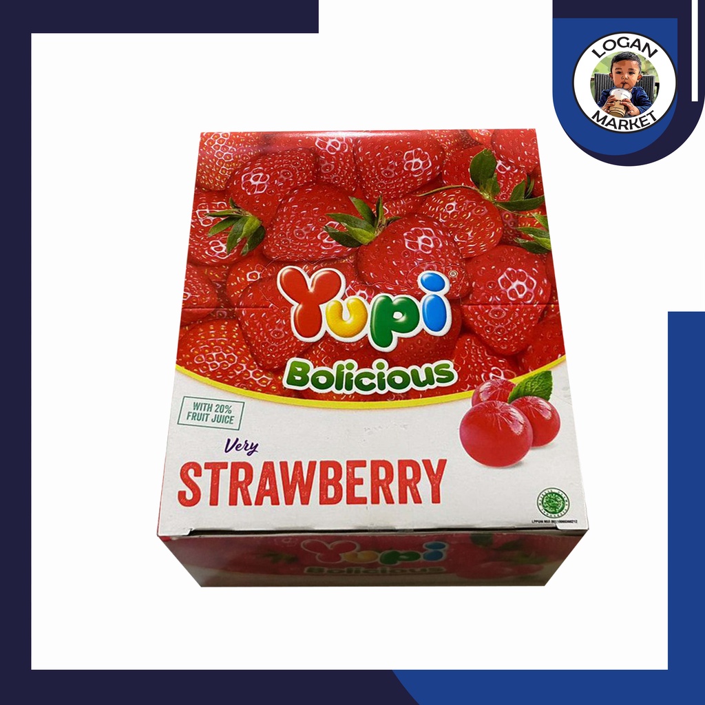 Jual Permen Yupi Bolicious Strawberry Stroberi Box Isi 24Pcs 24 Pcs ...
