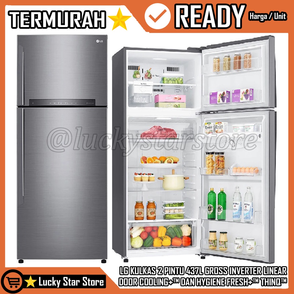 Jual LG KULKAS 2 PINTU 437 LITER 437L SMART INVERTER GN H452HLHL DOOR ...