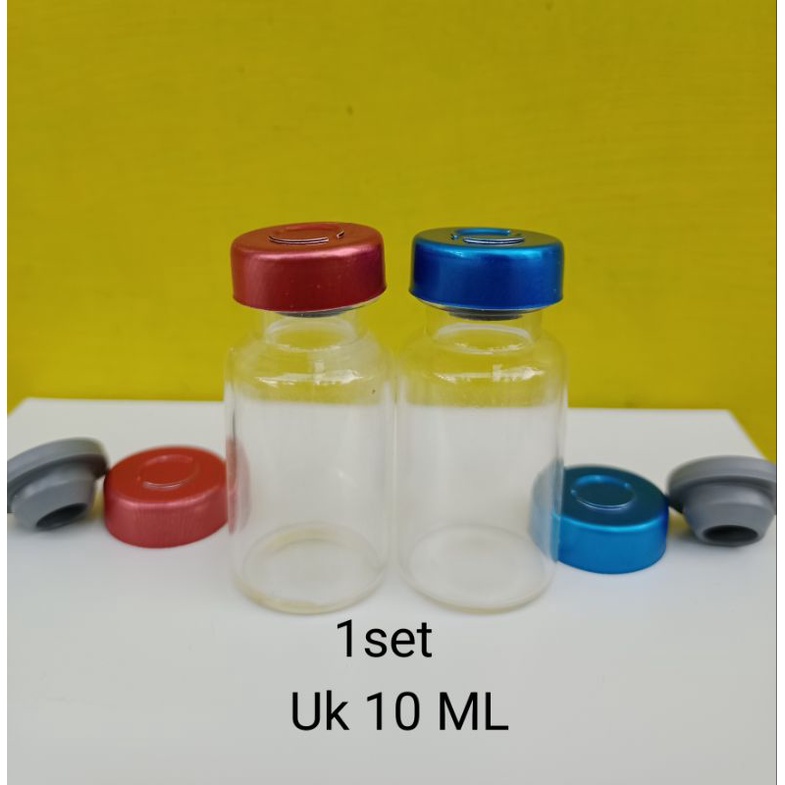 Jual Botol Kaca Vial 10ml+Ttup karet + Segel Creamping Aluminium( 1SET ...