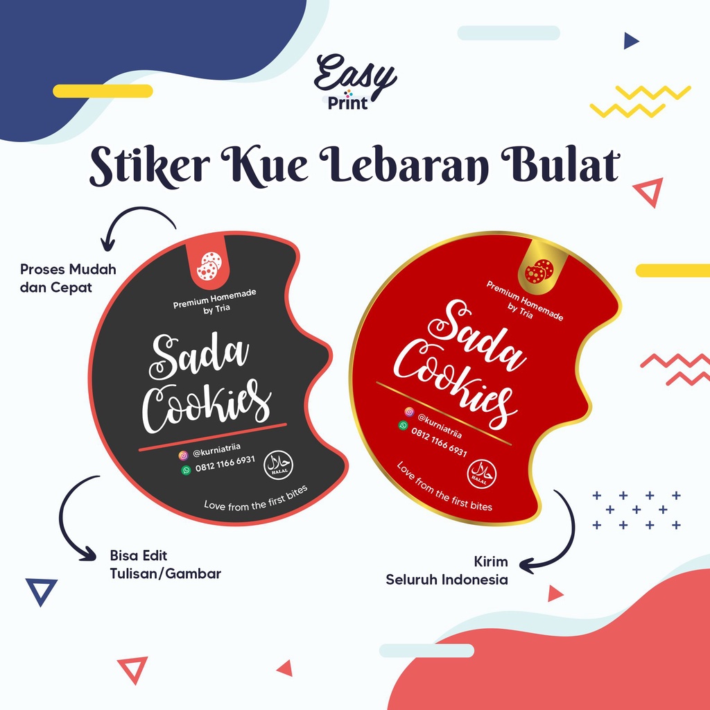 Jual Sticker Label Kue Kering dan Parcel Idul Fitri Bulat Custom ...