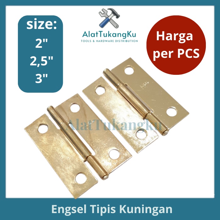 Jual Engsel Tipis Kuningan 2" 2,5" 3" Inch / Engsel Jendela / Engsel ...