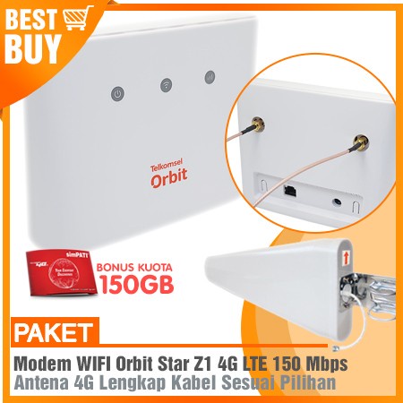 Jual Paket Modem Router WIFI ORBIT STAR Z1 MF293N 4G & Antena Yagi LPDA ...