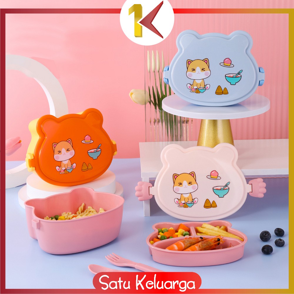 Jual SK-C777 Kotak Bekal Anak Set Sendok Garpu Motif Cartoon Lucu Lunch ...